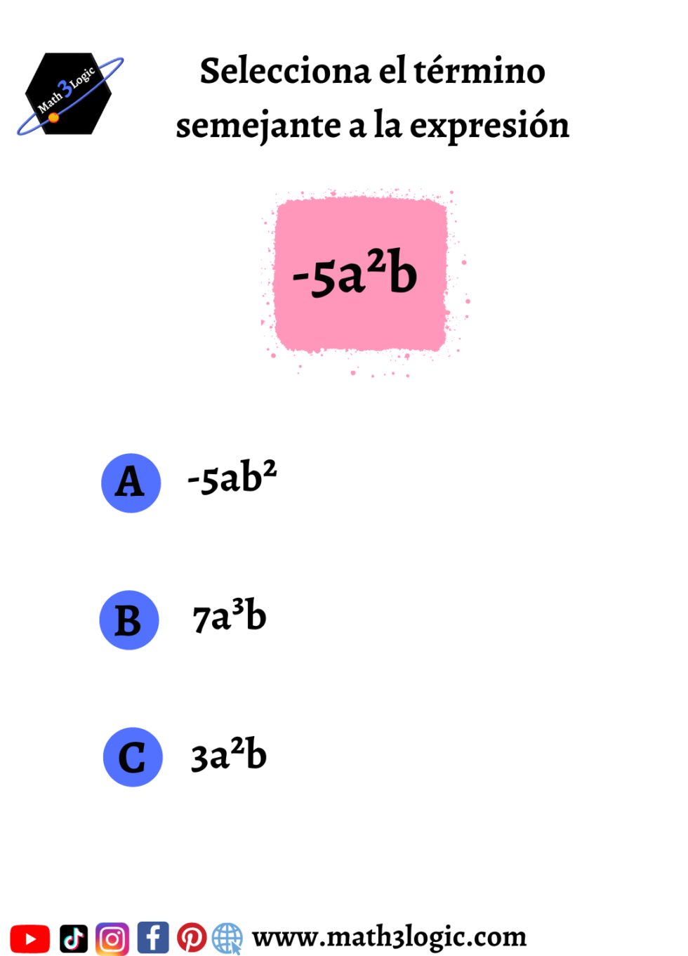 Expresiones algebraicas - Partes de un término, términos semejantes y ...