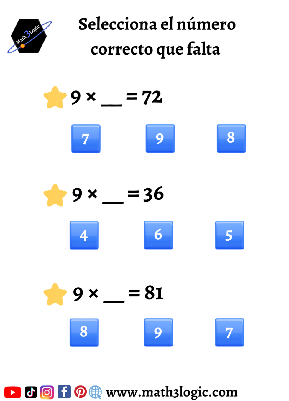 Tabla del 9 : Practica la tabla del 9 con juegos y ejercicios ...