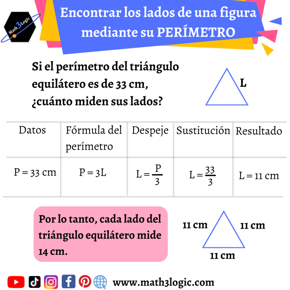 Obtener el lado que falta de un figura conociendo su perímetro – Math3logic