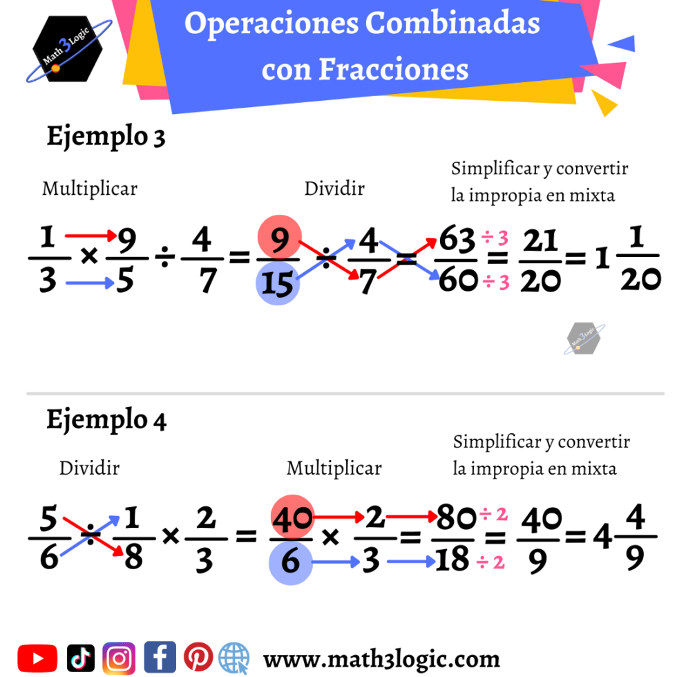 Operaciones COMBINADAS con FRACCIONES – Math3logic